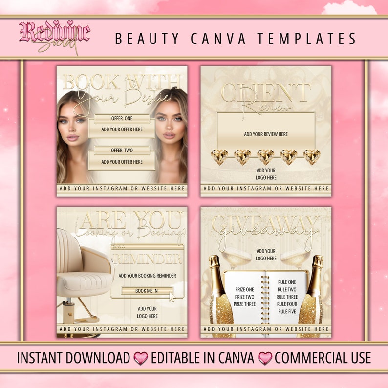 20 Beauty Post Template, Social Media Post, Beauty Salon Flyer, Canva ...