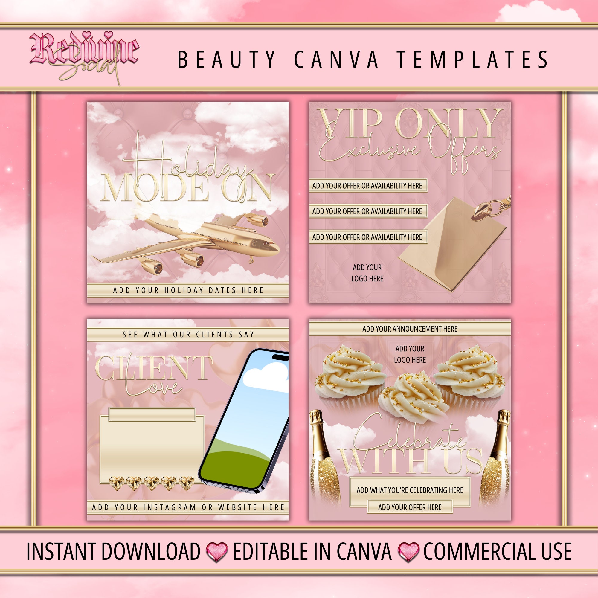 Beauty Post Template, Social Media Post, Beauty Salon Flyer, Canva ...