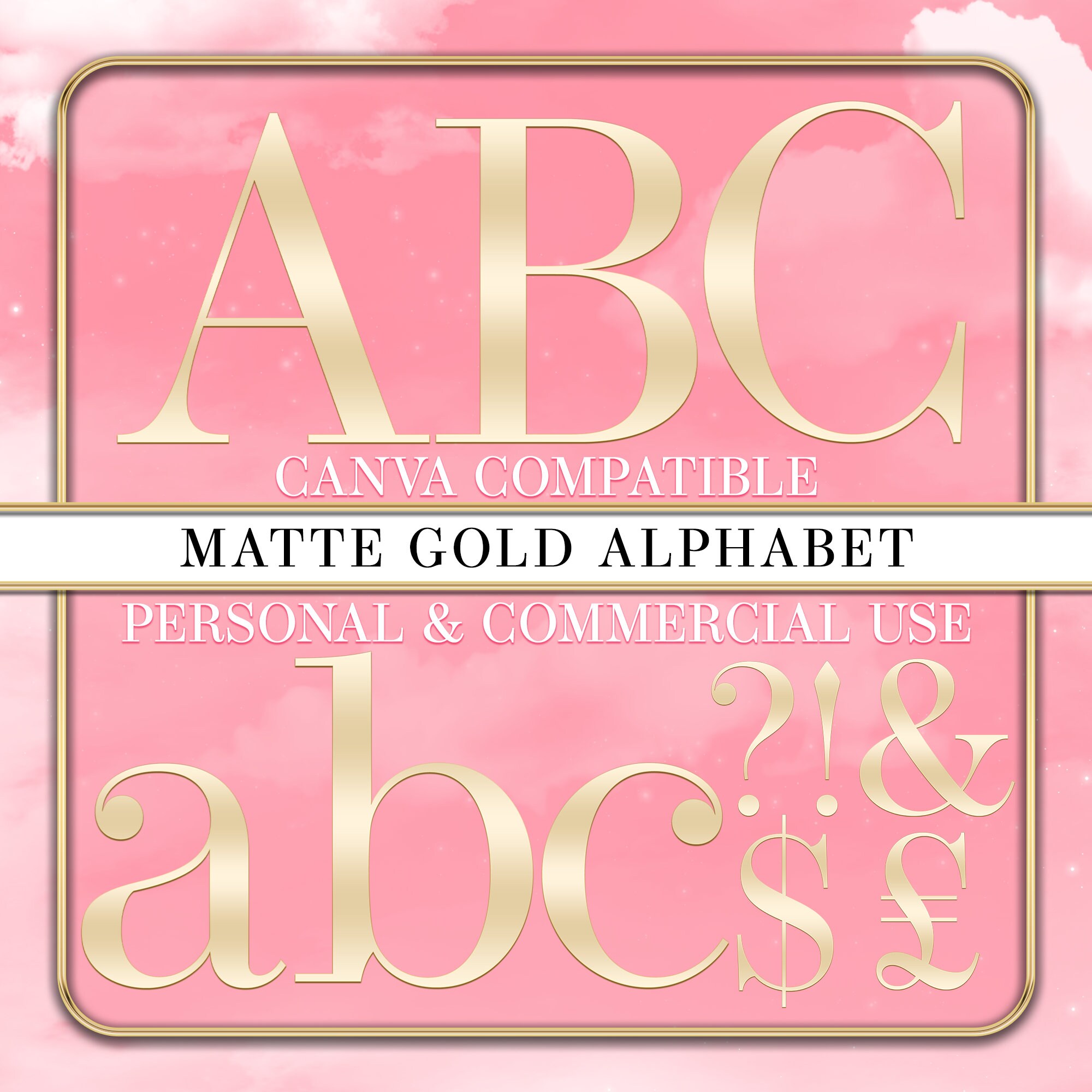 Gold Letters, Gold Alphabet, Matte Gold Gradient, Canva Letter, Gold ...