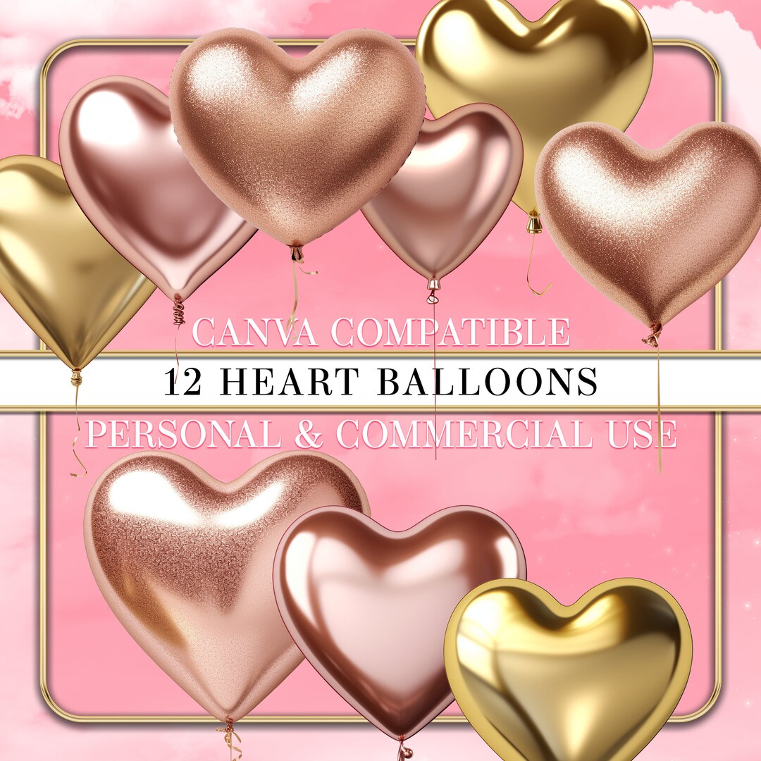 Chrome Party Balloons, Gold Heart Balloons, Celebration Clip Art, Rose ...