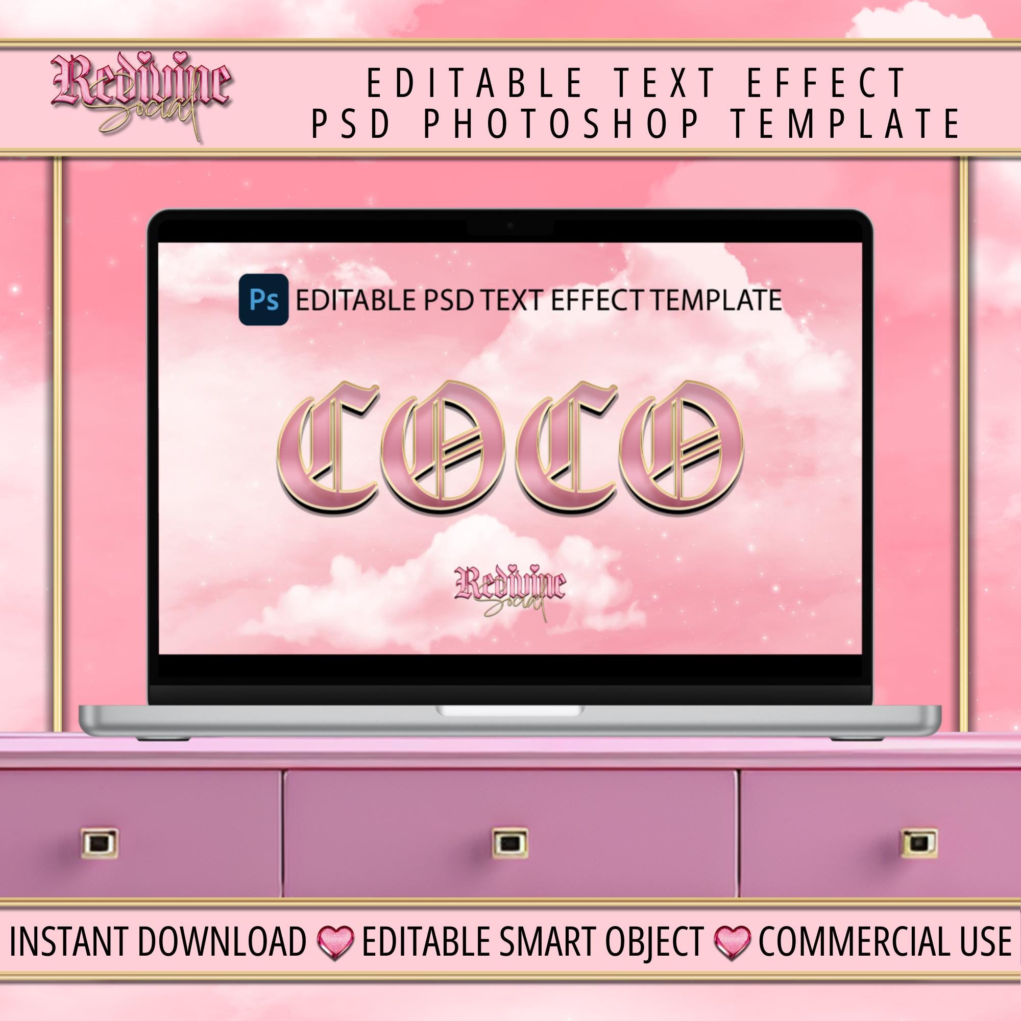 Adobe Photoshop PSD Text Effect Template, PS Layer Style Smart Object ...