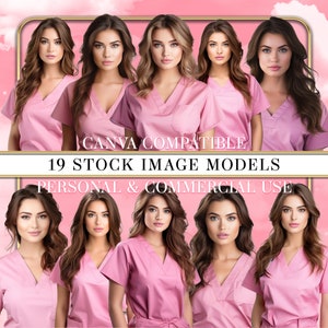 Beautician Model, Beauty Model, Pink Scrubs Clip Art, PNG Model ...