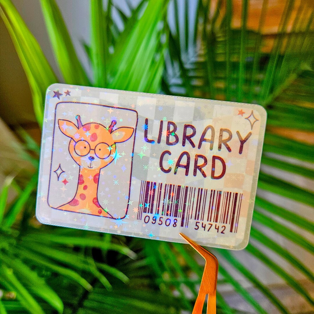 Giraffe Library Card Sticker | Holographic | Waterproof | Tear, Scratch ...