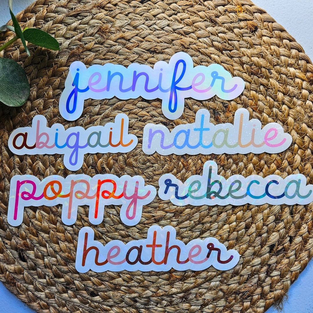 Cursive Custom Text or Name Sticker | Holographic or Clear Finish ...
