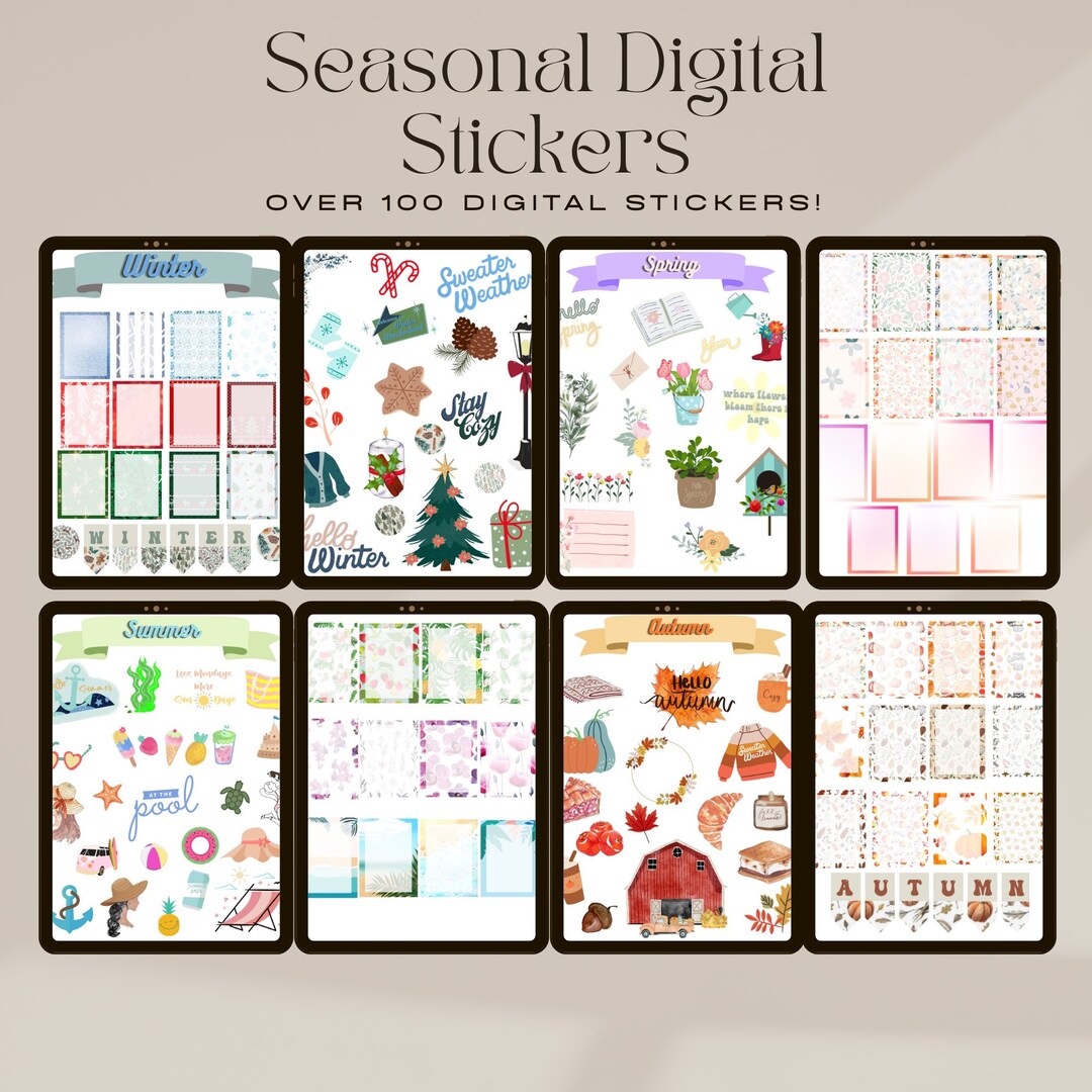 Seasonal Digital Stickers, Digital Journal Stickers, Digital Planner ...