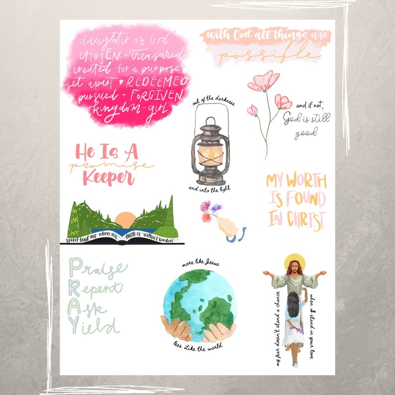 Faith Inspired Digital Sticker Sheet, Digital Bible Study, Goodnotes ...