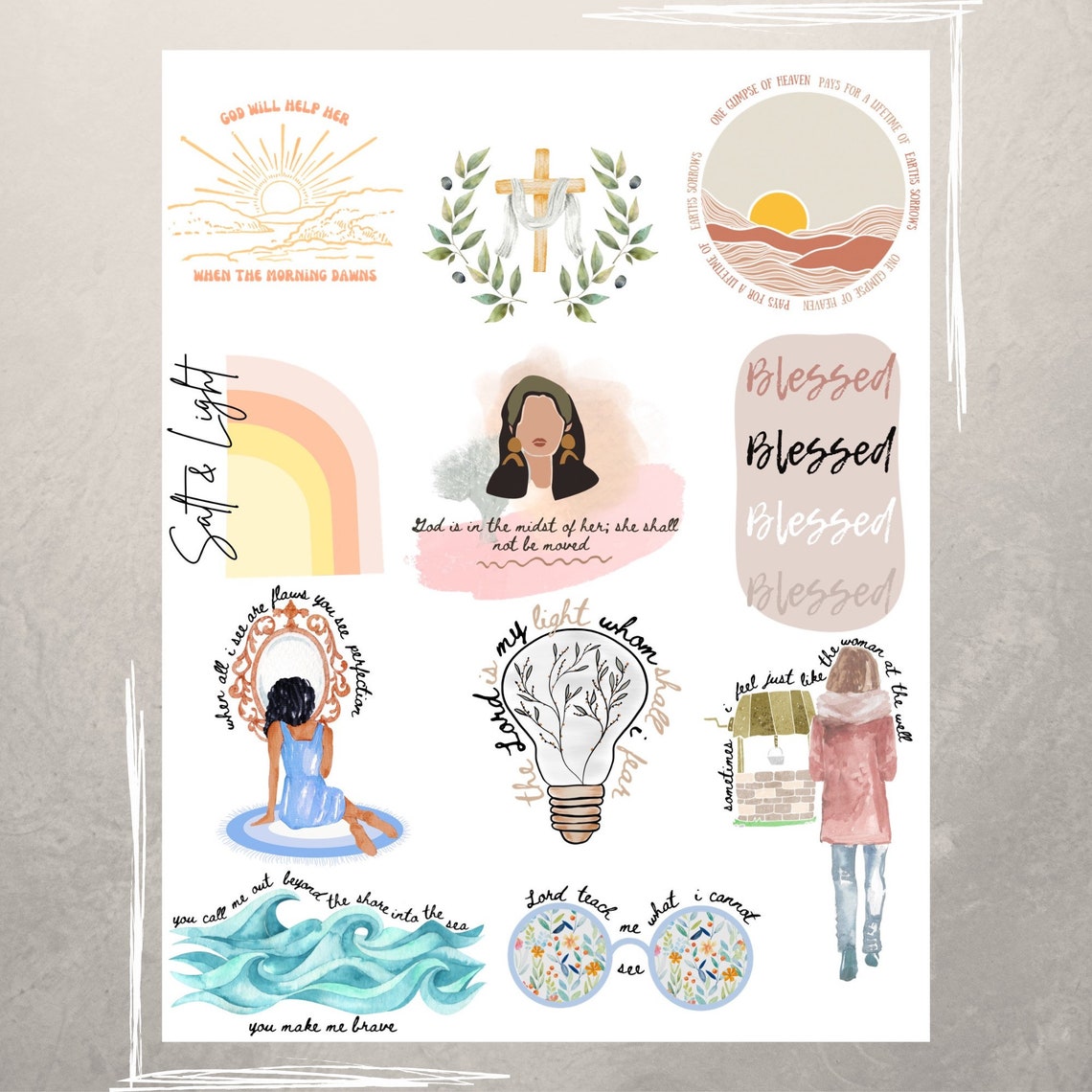 Faith Inspired Digital Sticker Sheet, Digital Bible Study, Goodnotes ...