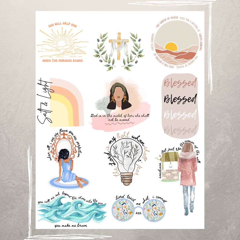 Faith Inspired Digital Sticker Sheet Digital Bible Study - Etsy