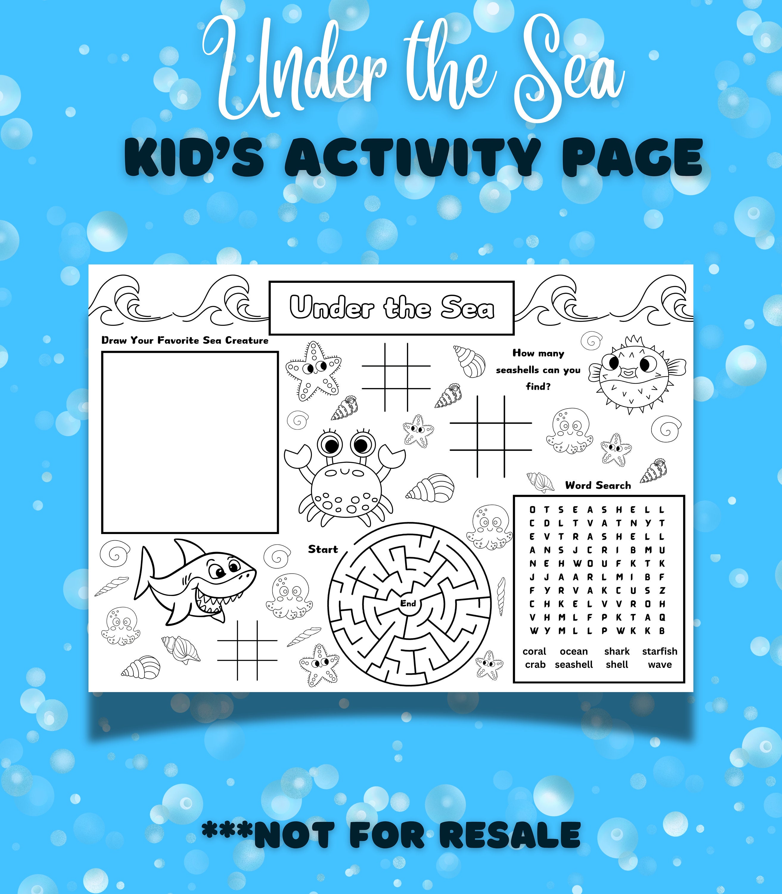 Under the Sea! Kid's Activity Page - Etsy