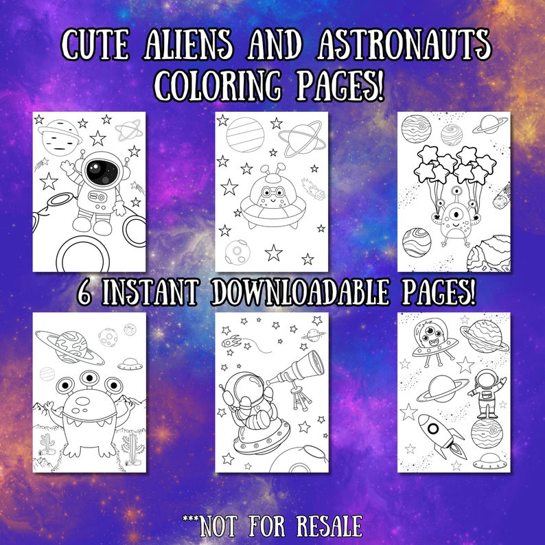 Cute Aliens and Astronauts Coloring Pages- Children and Adult Space ...