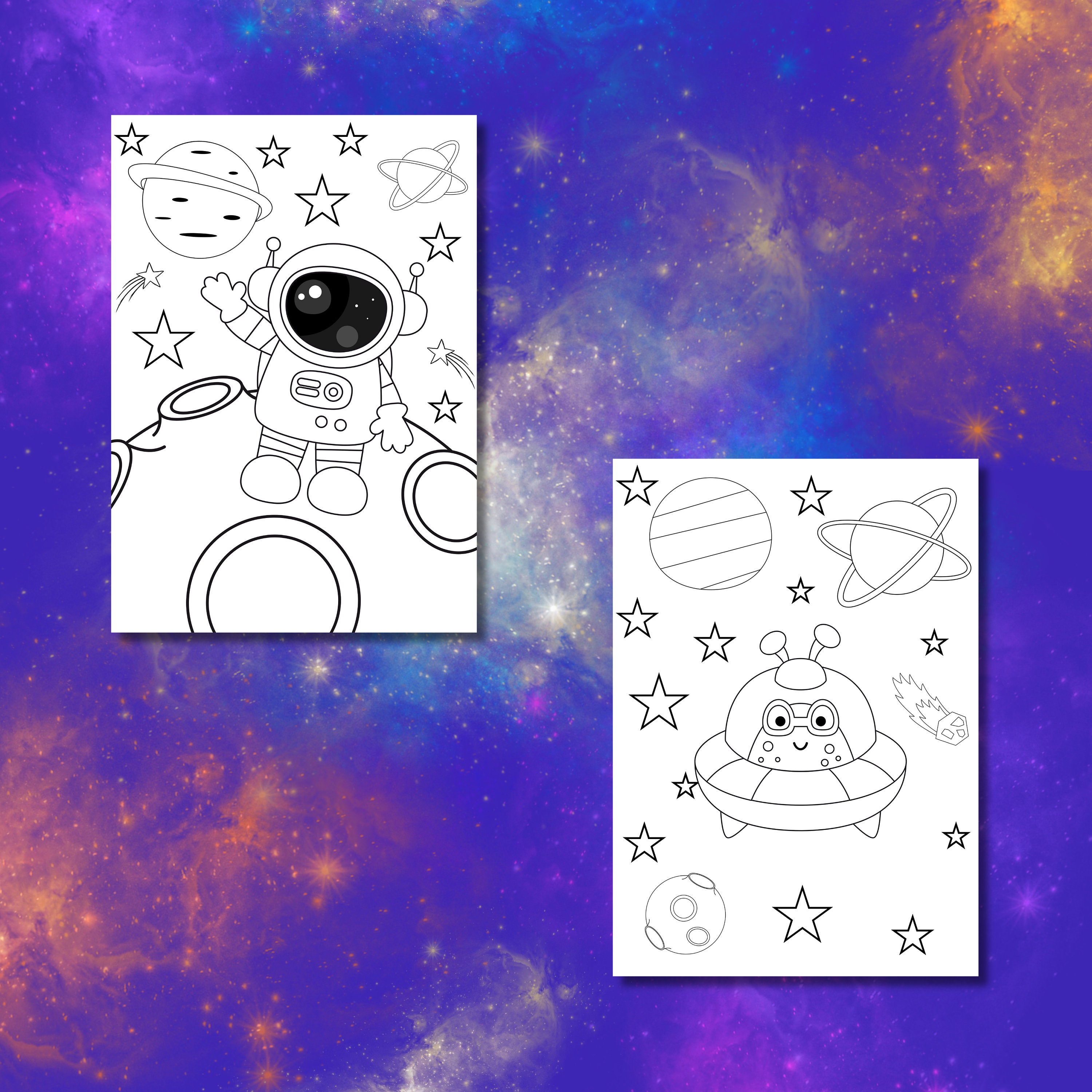 Cute Aliens and Astronauts Coloring Pages- Children and Adult Space ...