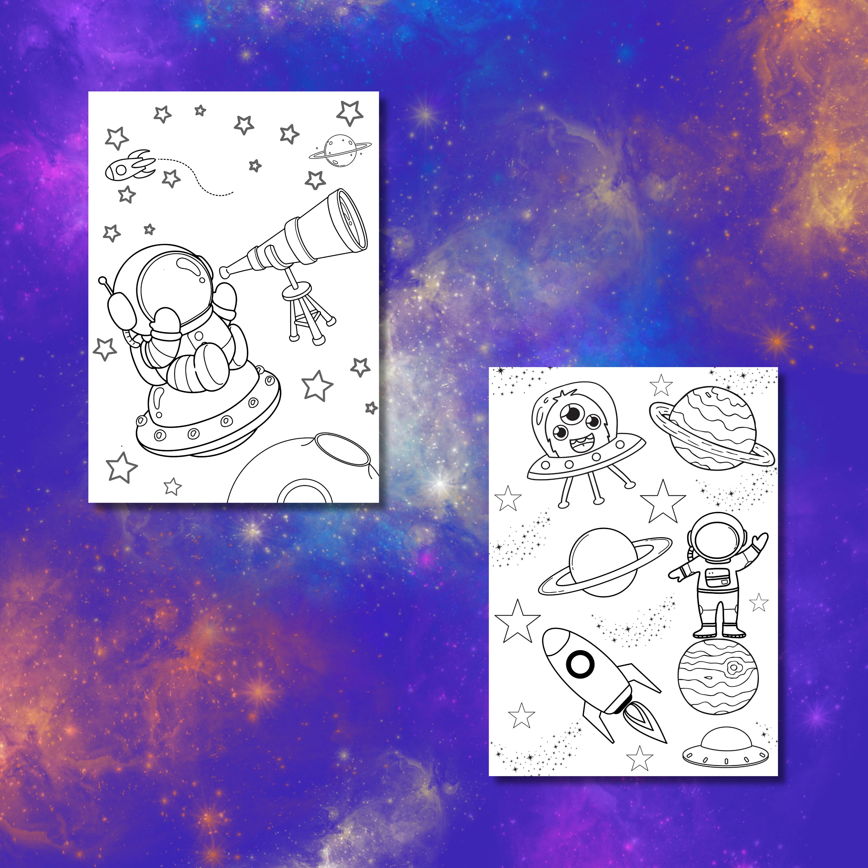 Cute Aliens and Astronauts Coloring Pages- Children and Adult Space ...