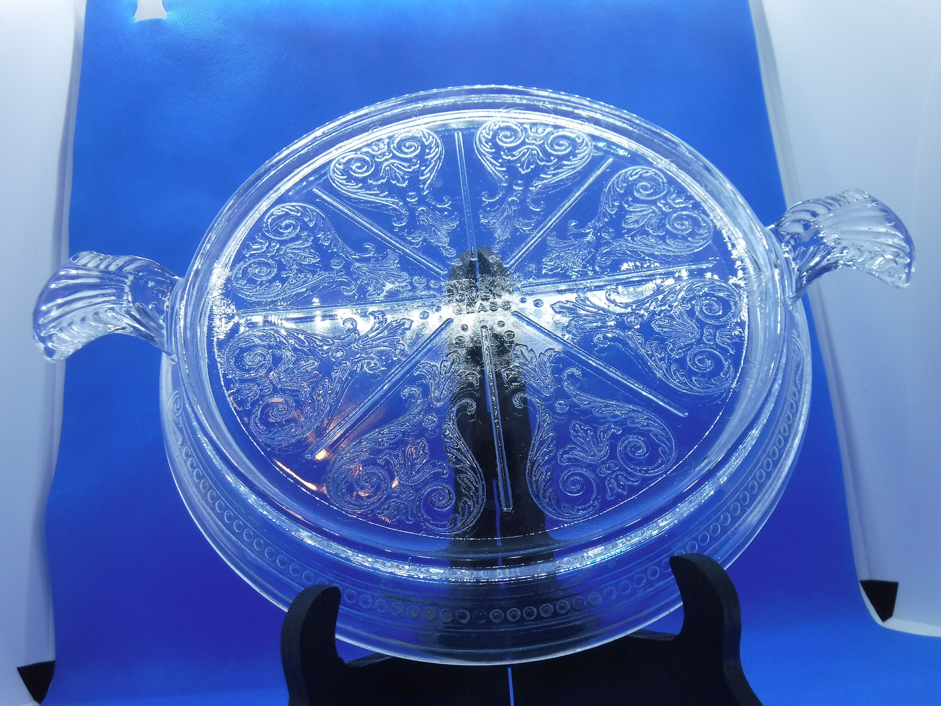 Anchor Hocking Round Depression Glass Hot Plate Philbe Sapphire Blue ...