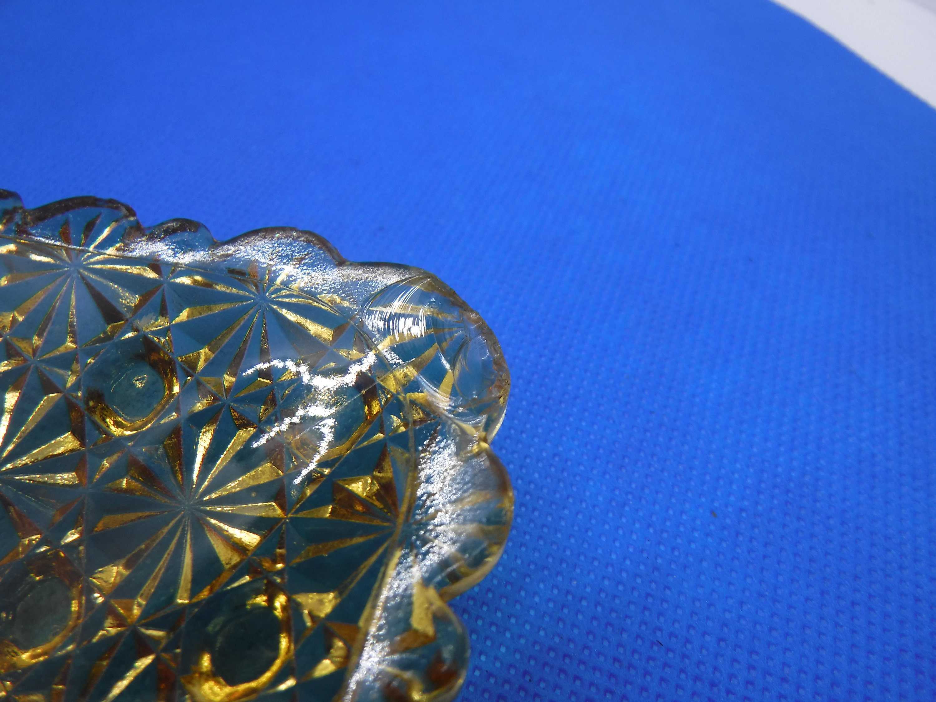 L G Wright Glass Daisy and Button Amber Square Salad Plate - Etsy