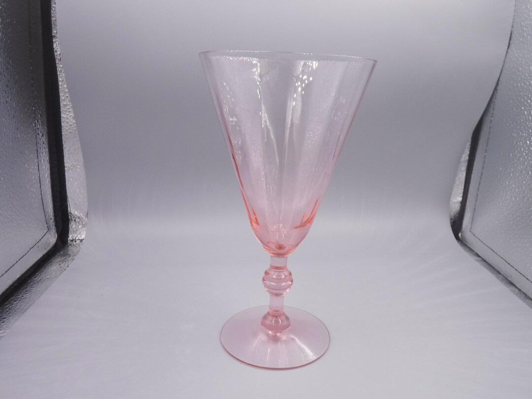 Fry Pink Optic Fry17-6 Wafer Stem Water Goblet - Etsy