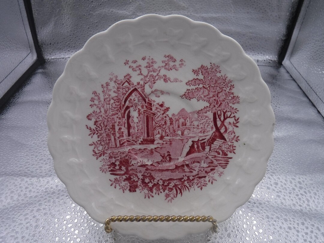 Taylor, Smith and Taylor English Abbey Red Transferware Saucer - Etsy