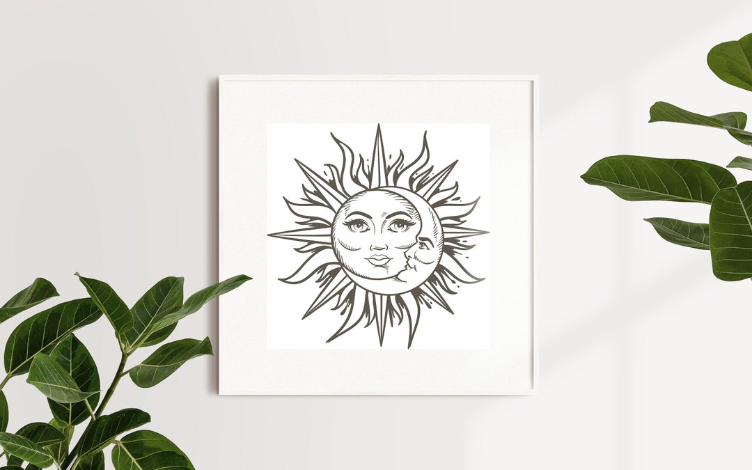 Heraldry Sun Human Face Square Print BOHO Bohemian Decor - Etsy