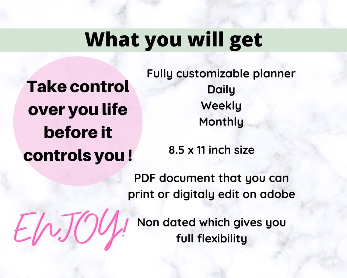 Editable and Printable Daily Weekly and Monthly Planner, to Do List ...