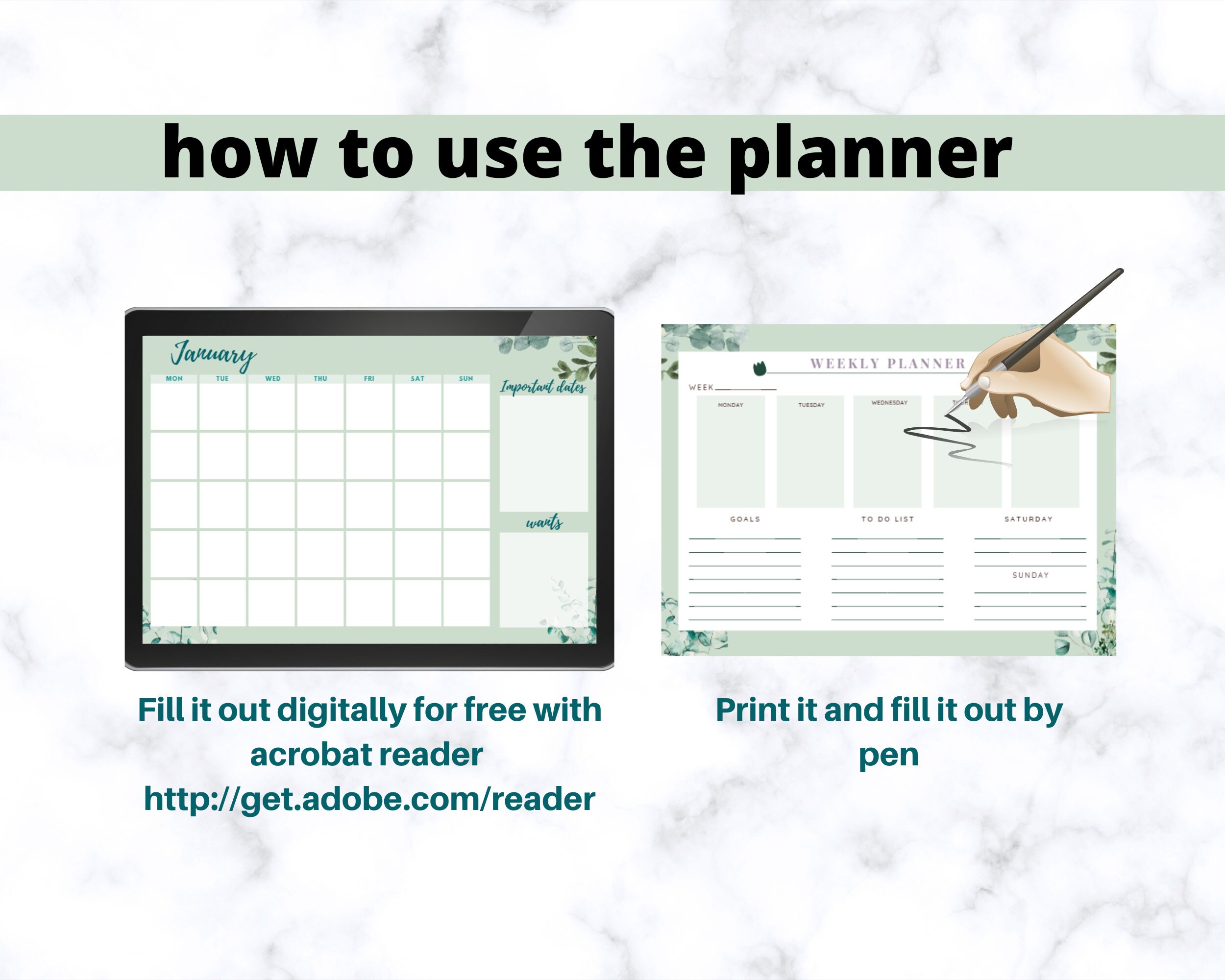 Editable and Printable Daily Weekly and Monthly Planner, to Do List ...