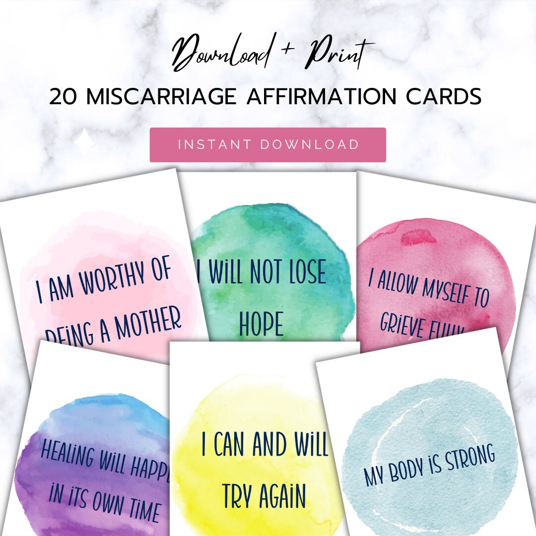 20 Miscarriage Affirmation Cards for Pregnancy Loss Grief Deck Positive ...