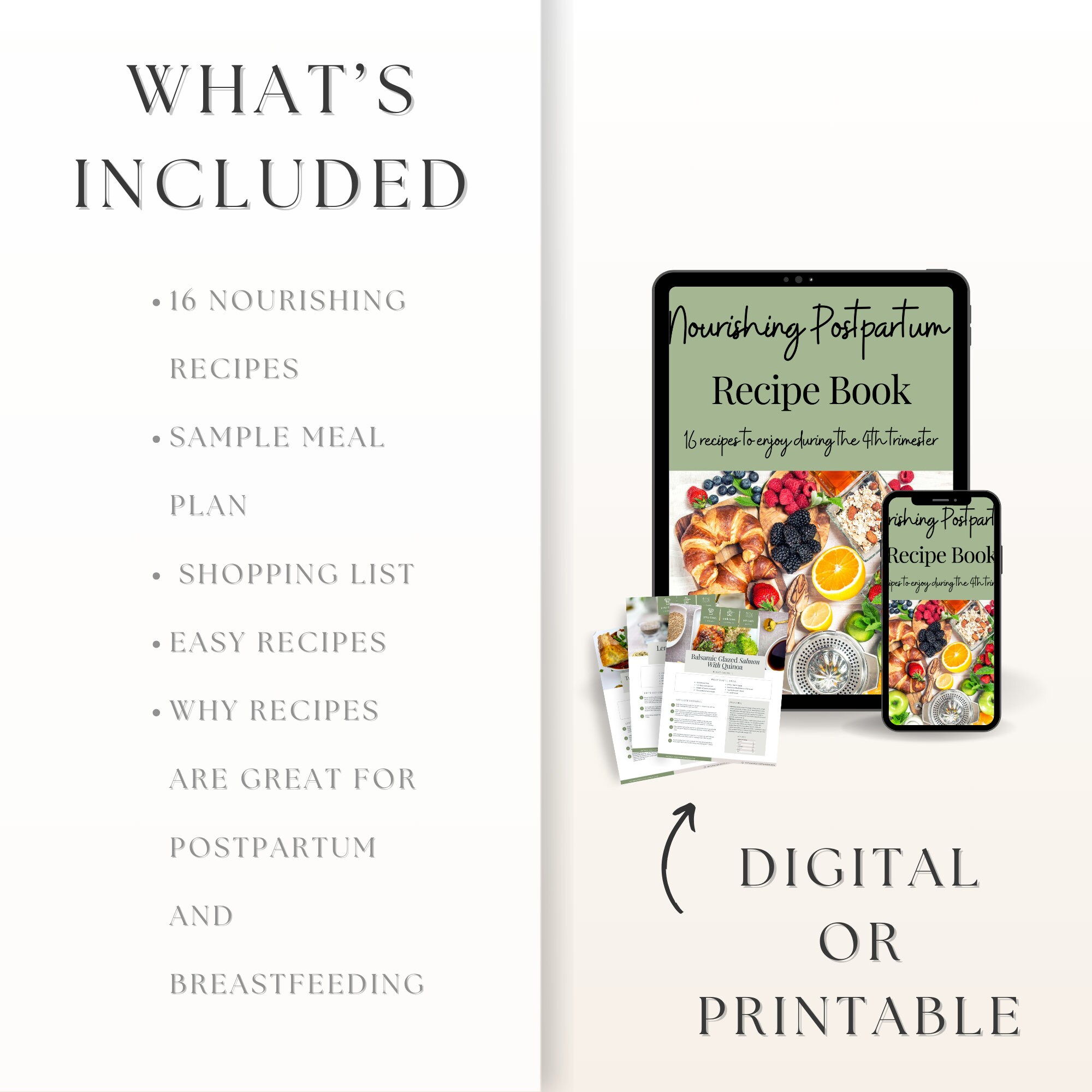 Postpartum Recipe Book Printable | Postpartum Healing | Postpartum and ...