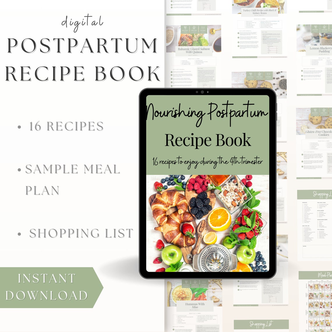 Postpartum Recipe Book Printable | Postpartum Healing | Postpartum and ...