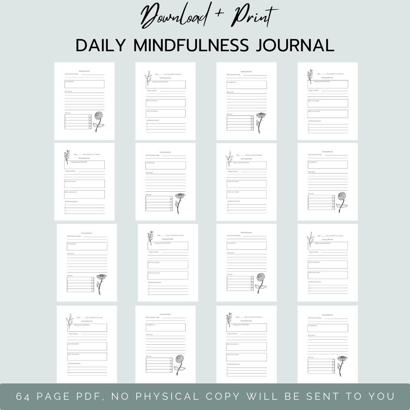 Mindfulness Journal Printable | Mental Health | Wellness Journal ...