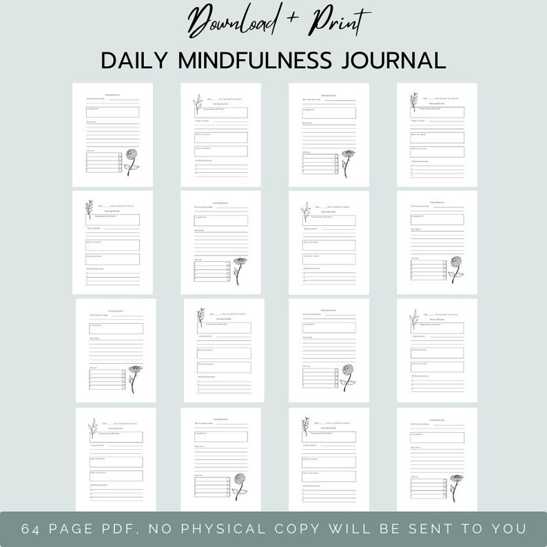 Mindfulness Journal Printable | Mental Health | Wellness Journal ...