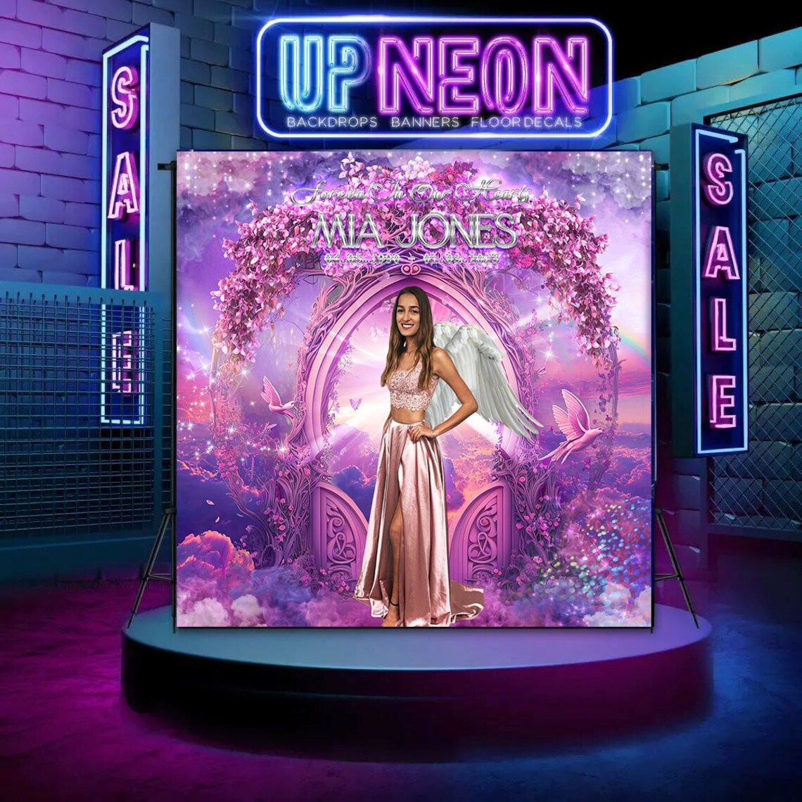 PRINTED or DIGITAL Pink Funeral Backdrop Memorial Backdrop - Etsy