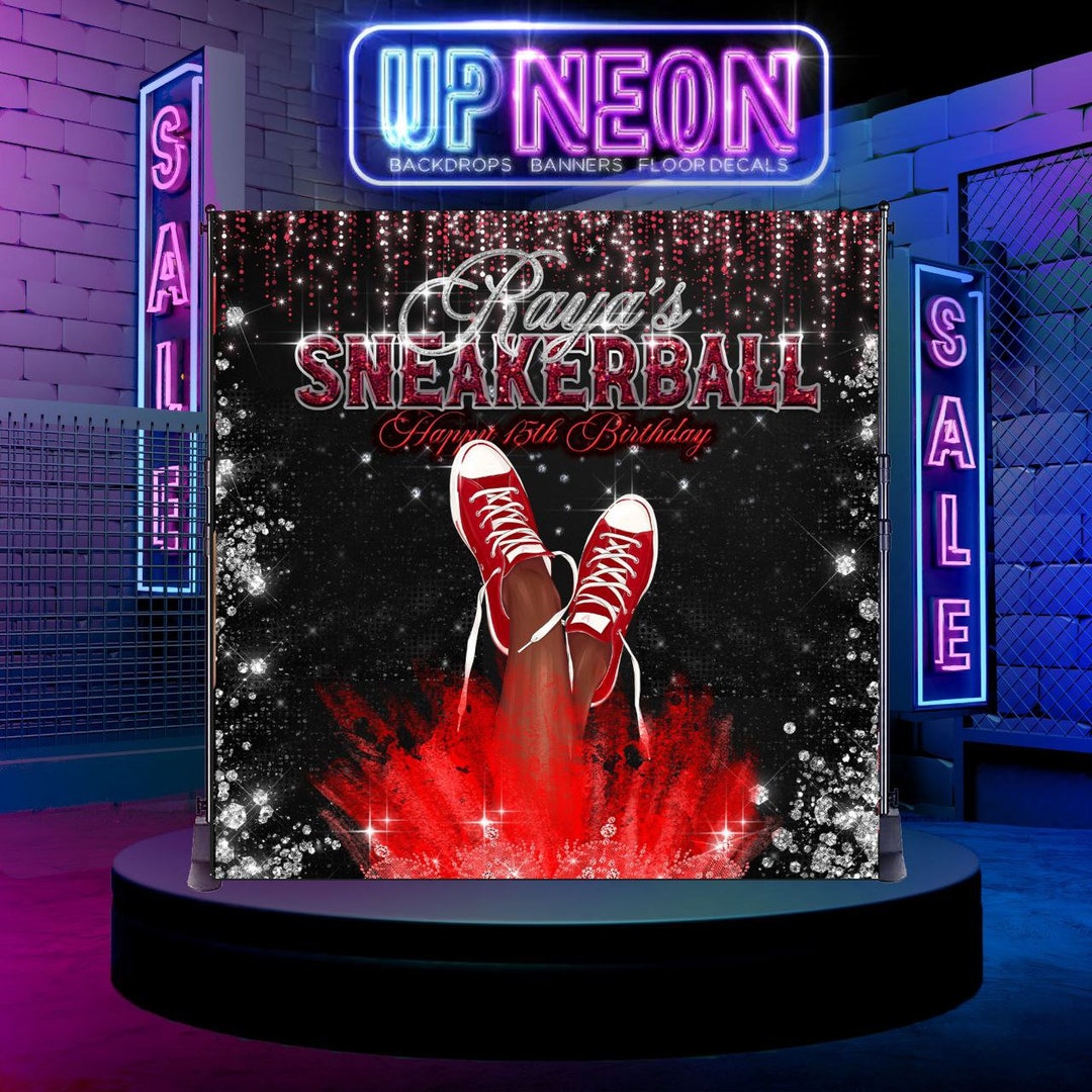 PRINTED or DIGITAL Red Sneaker Ball Backdrop Sneakers Banner Sneaker ...
