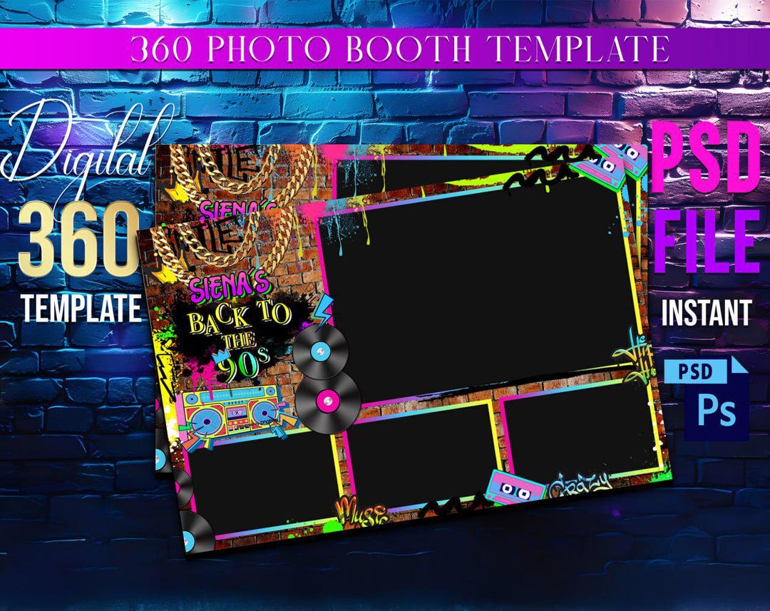 Upneon PSD Retro Photo Booth Template, 90s 80's Photo Booth Template ...