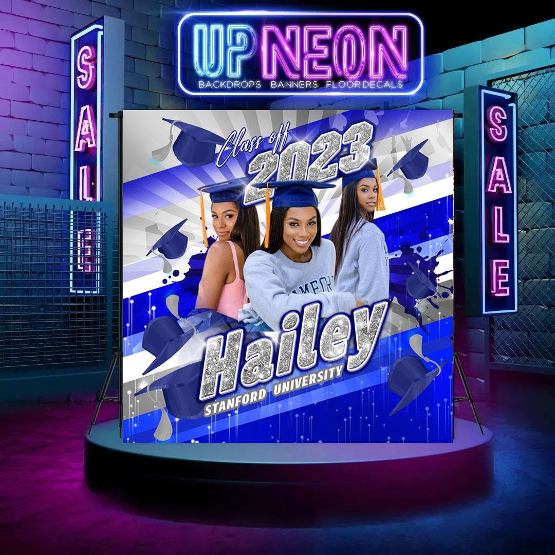 PRINTED or DIGITAL Graduation Backdrop Blue Graduation Banner Class of ...