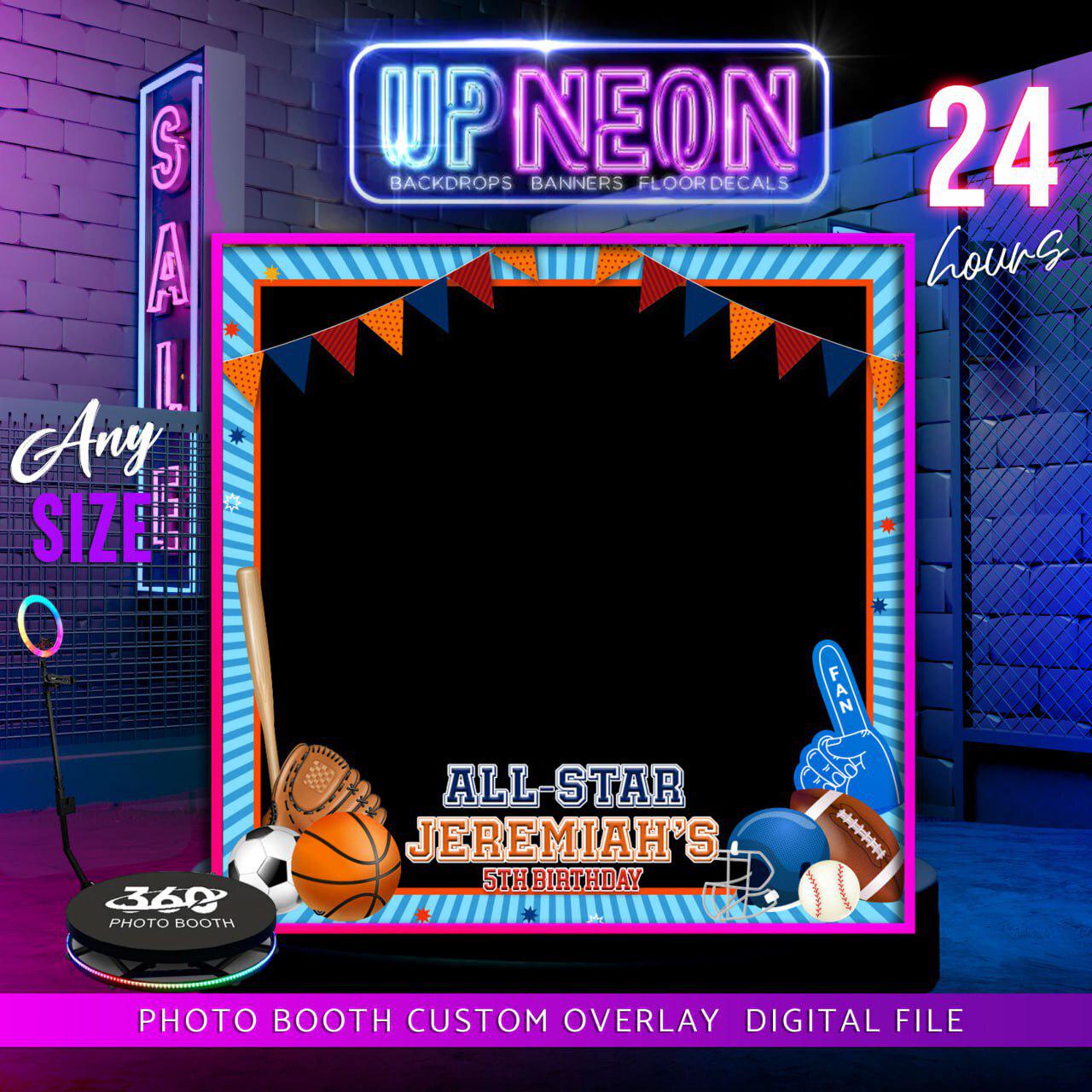 Upneon 360 Photo Booth Overlay, All Stars Birthday 360 Overlay, Sport ...