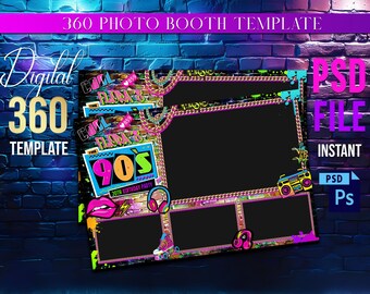 Upneon PSD Retro Photo Booth Template, 90s 80's Photo Booth Template ...