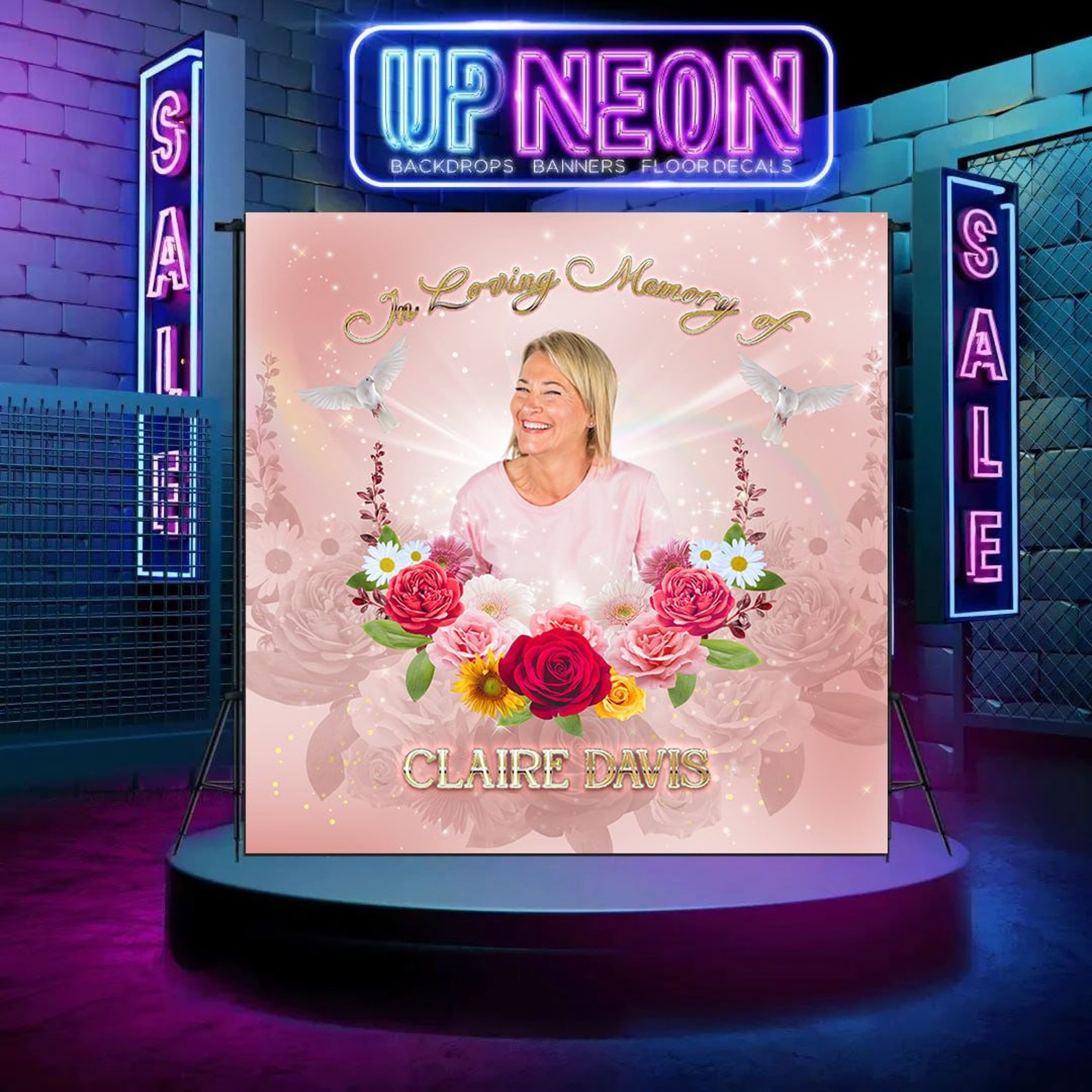 PRINTED or DIGITAL Pink Funeral Backdrop Memorial Backdrop - Etsy