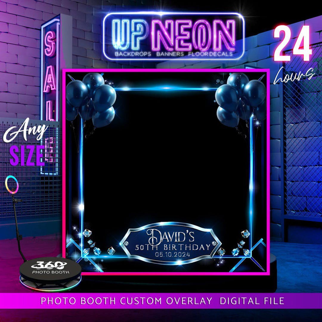 Upneon 360 Photo Booth Overlay, Shades of Blue 360 Overlay, Birthday ...