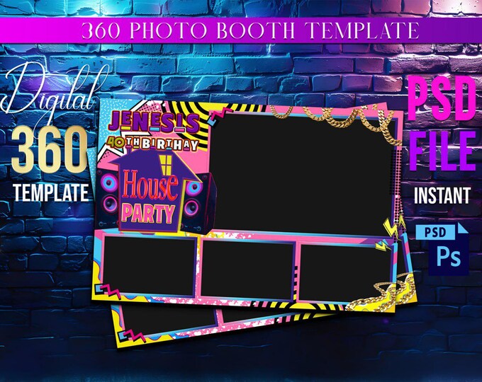 Retro Photo Booth Template, 90's Photo Booth Template, Photo Booth ...