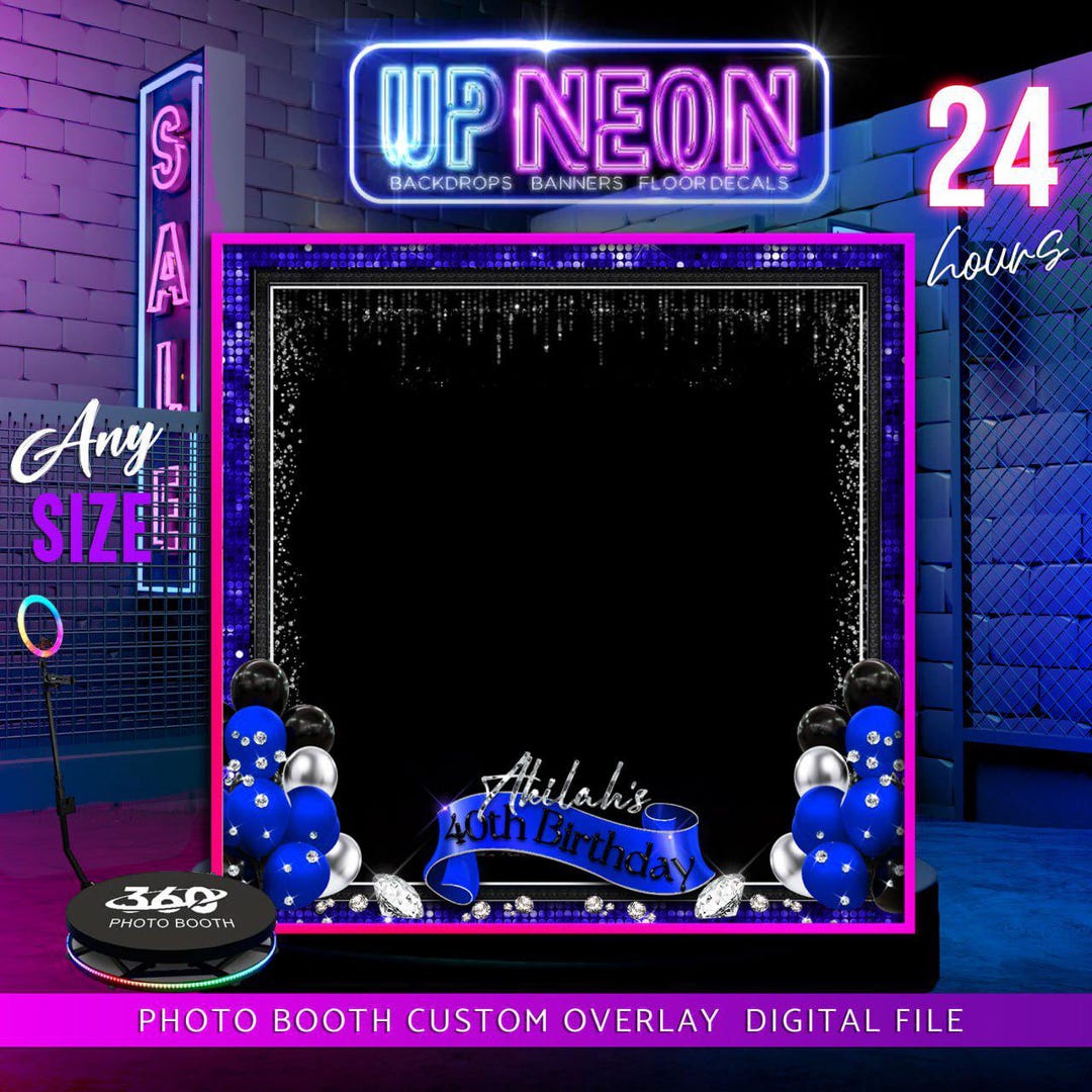 Upneon 360 Photo Booth Overlay, Shades of Blue 360 Overlay, Birthday ...