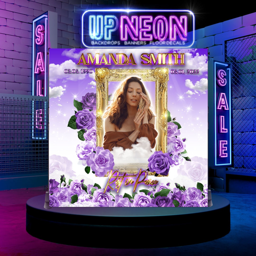 PRINTED or DIGITAL, Purple Funeral Backdrop, Memorial Backdrop, in ...
