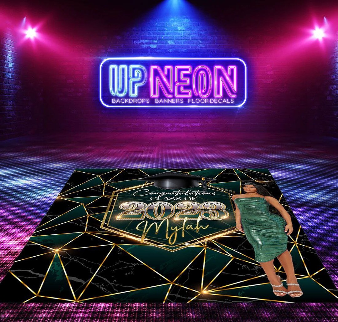 PRINTED or DIGIT Green Marble Graduation Floor Decal , Class of 2023 ...