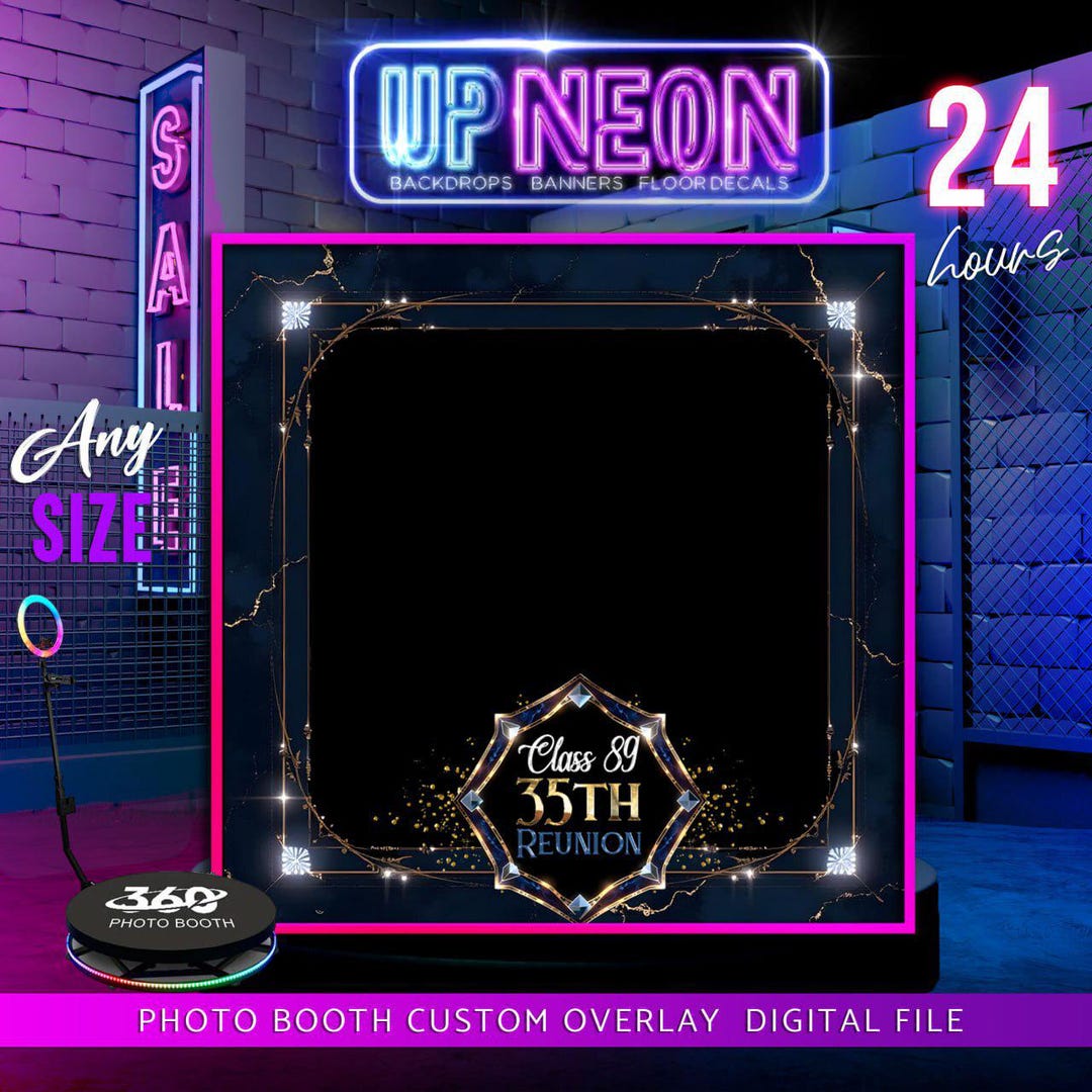 Upneon 360 Photo Booth Overlay, Shades of Blue 360 Overlay, Birthday ...