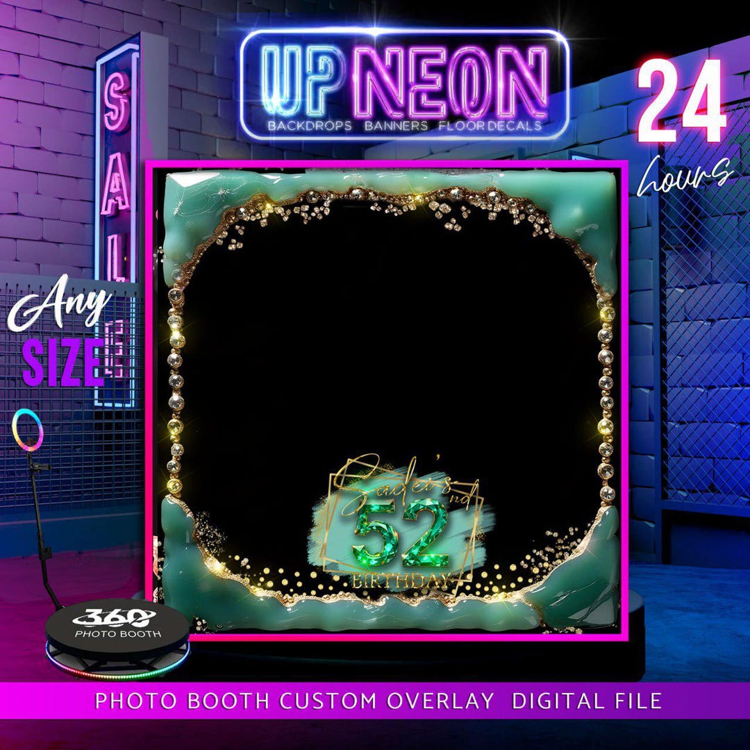 Upneon 360 Photo Booth Overlay, Emerald Birthday 360 Overlay, Emerald ...