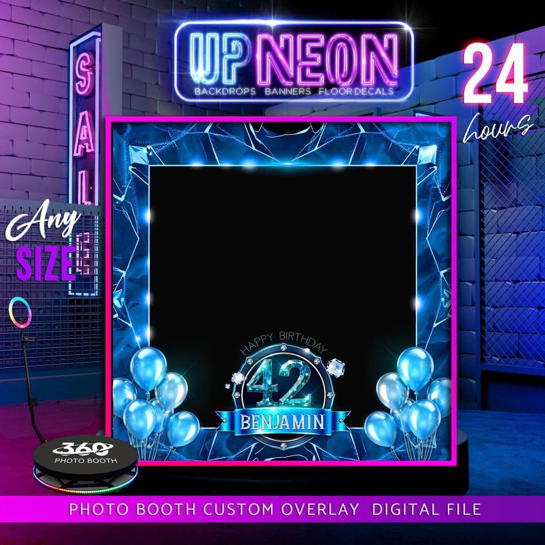 Upneon 360 Photo Booth Overlay, Shades of Blue 360 Overlay, Birthday ...