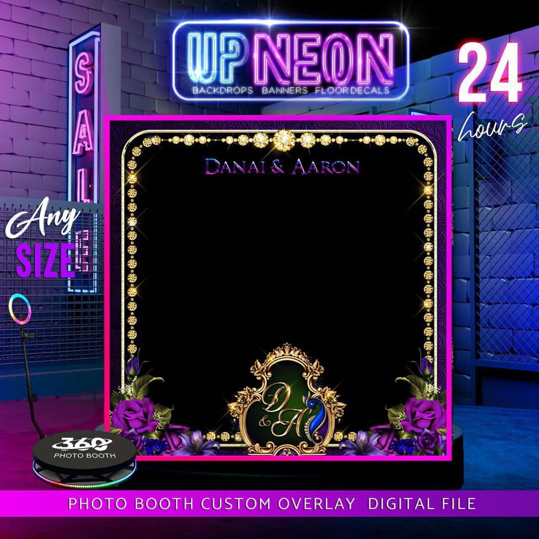 Upneon 360 Photo Booth Overlay, Purple 360 Overlay, Birthday 360 Booth ...