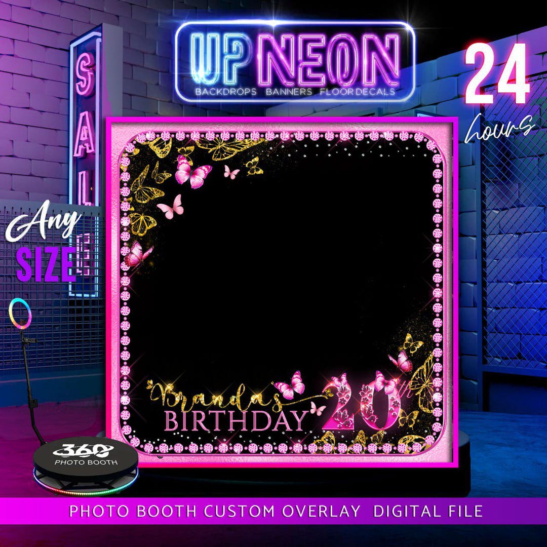 Upneon 360 Photo Booth Overlay, Butterflies 360 Overlay, Birthday 360 ...