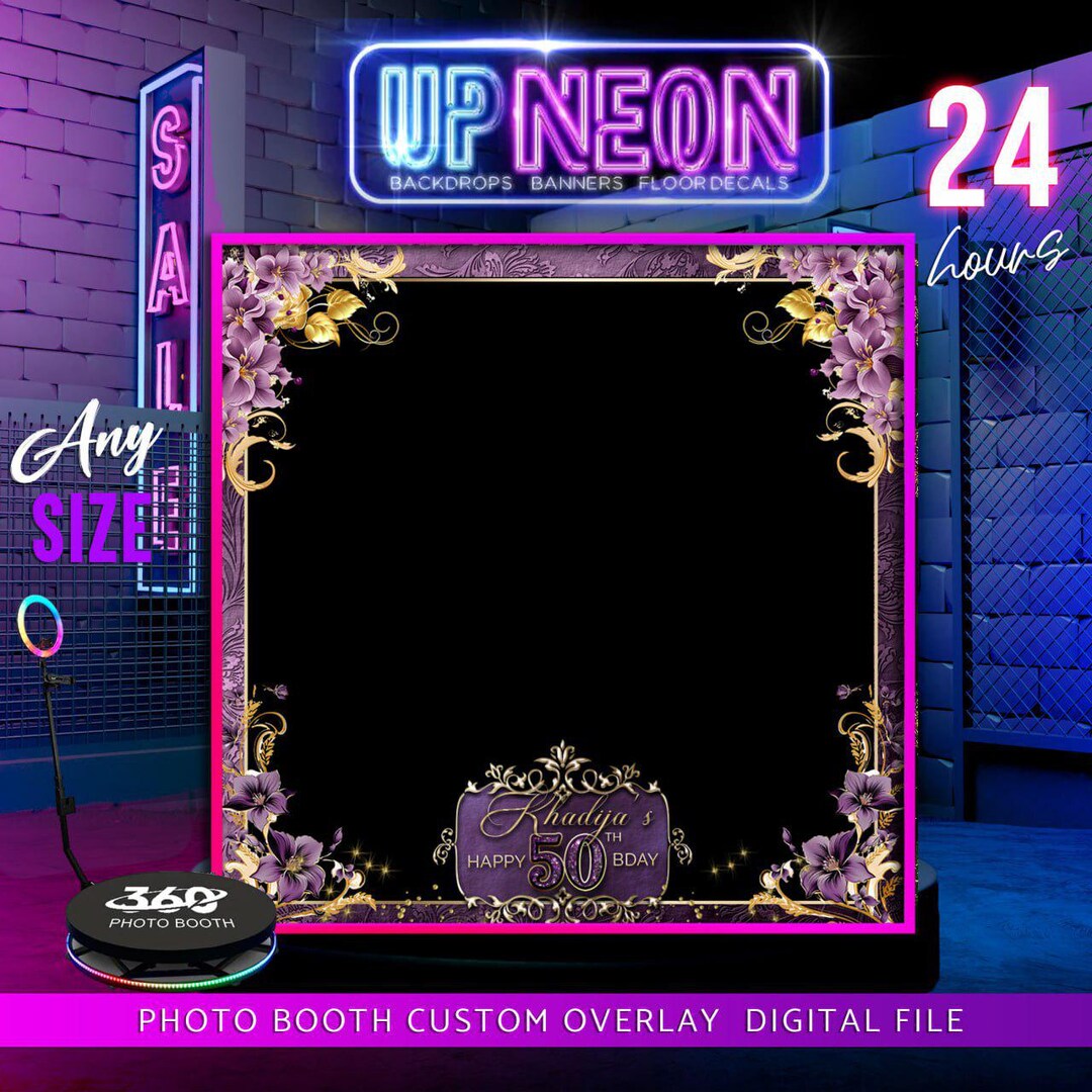 Upneon 360 Photo Booth Overlay, Purple 360 Overlay, Birthday 360 Booth ...