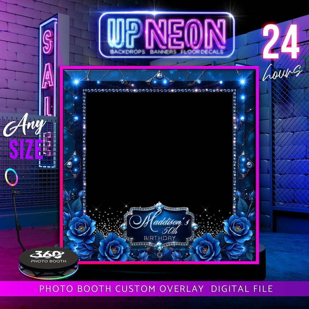 Upneon 360 Photo Booth Overlay, Shades of Blue 360 Overlay, Birthday ...
