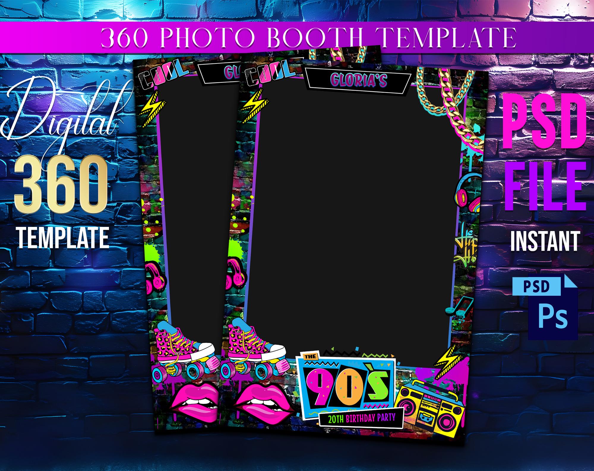 Upneon PSD Retro Photo Booth Template, 90s 80's Photo Booth Template ...