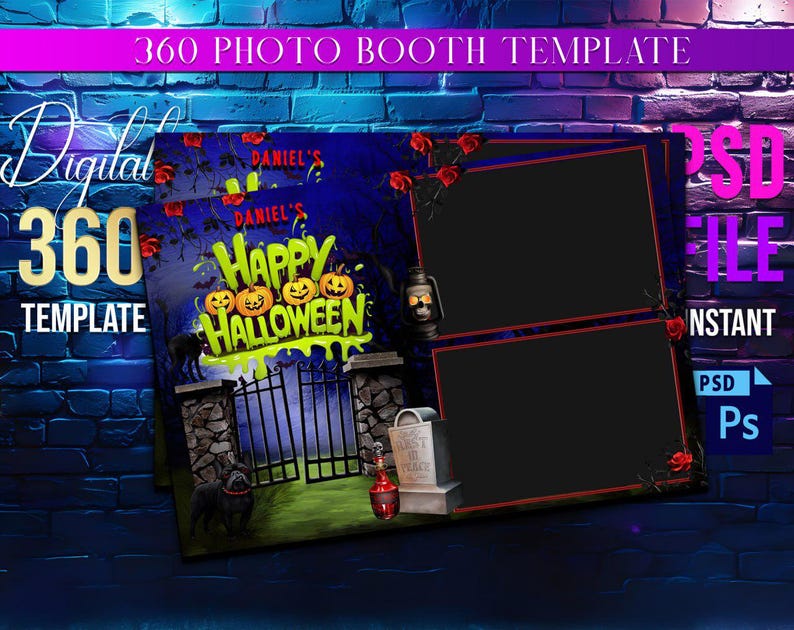 Upneon PSD Halloween Photo Booth Template, Scary Photo Booth Template ...