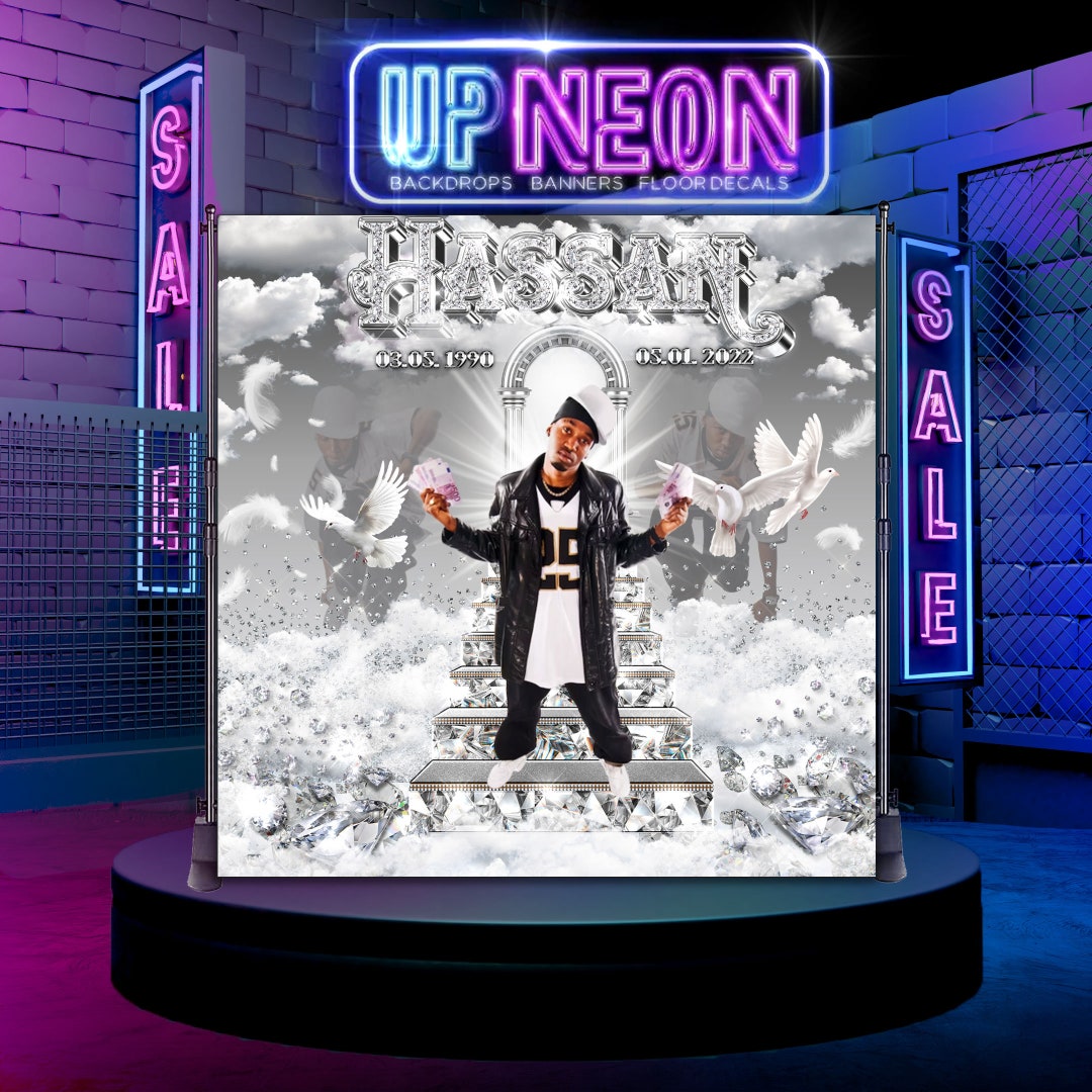 PRINTED or DIGITAL, White Funeral Backdrop,memorial Backdrop,in Loving ...